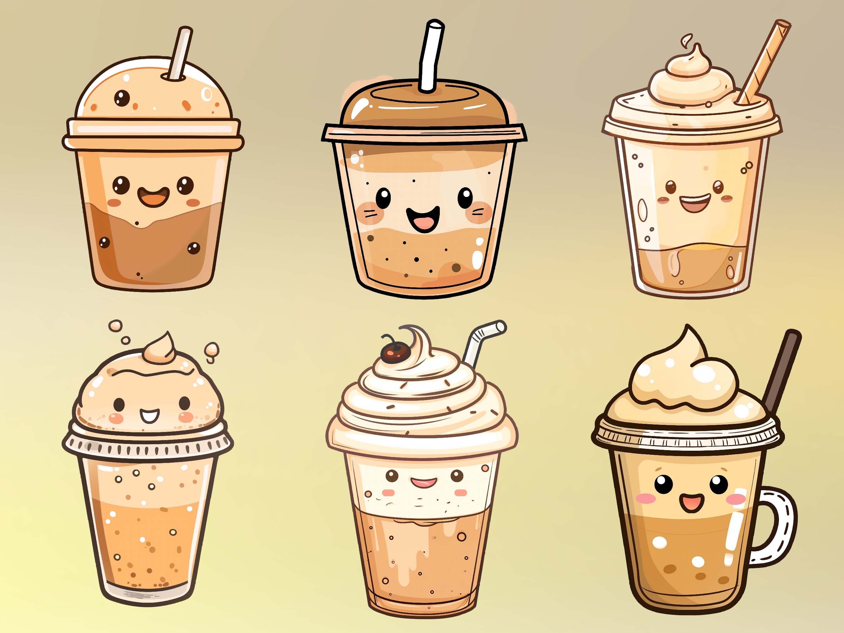 Coffee Kawaii Clipart Bundle - 20 Cute Coffee PNG Clip Art, Coffee ...