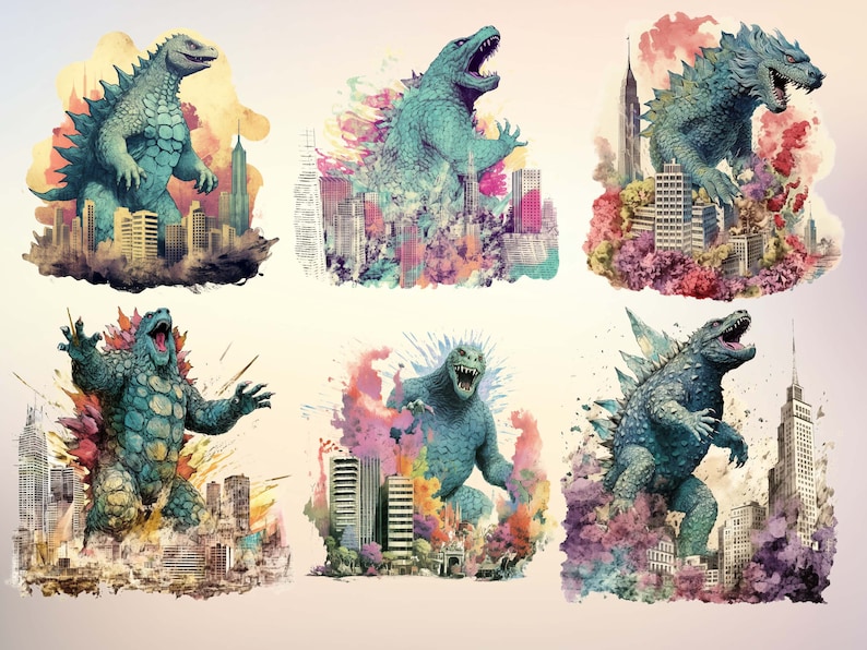 Vintage Godzilla PNG Clipart Bundle - 20 High-quality Monster ...
