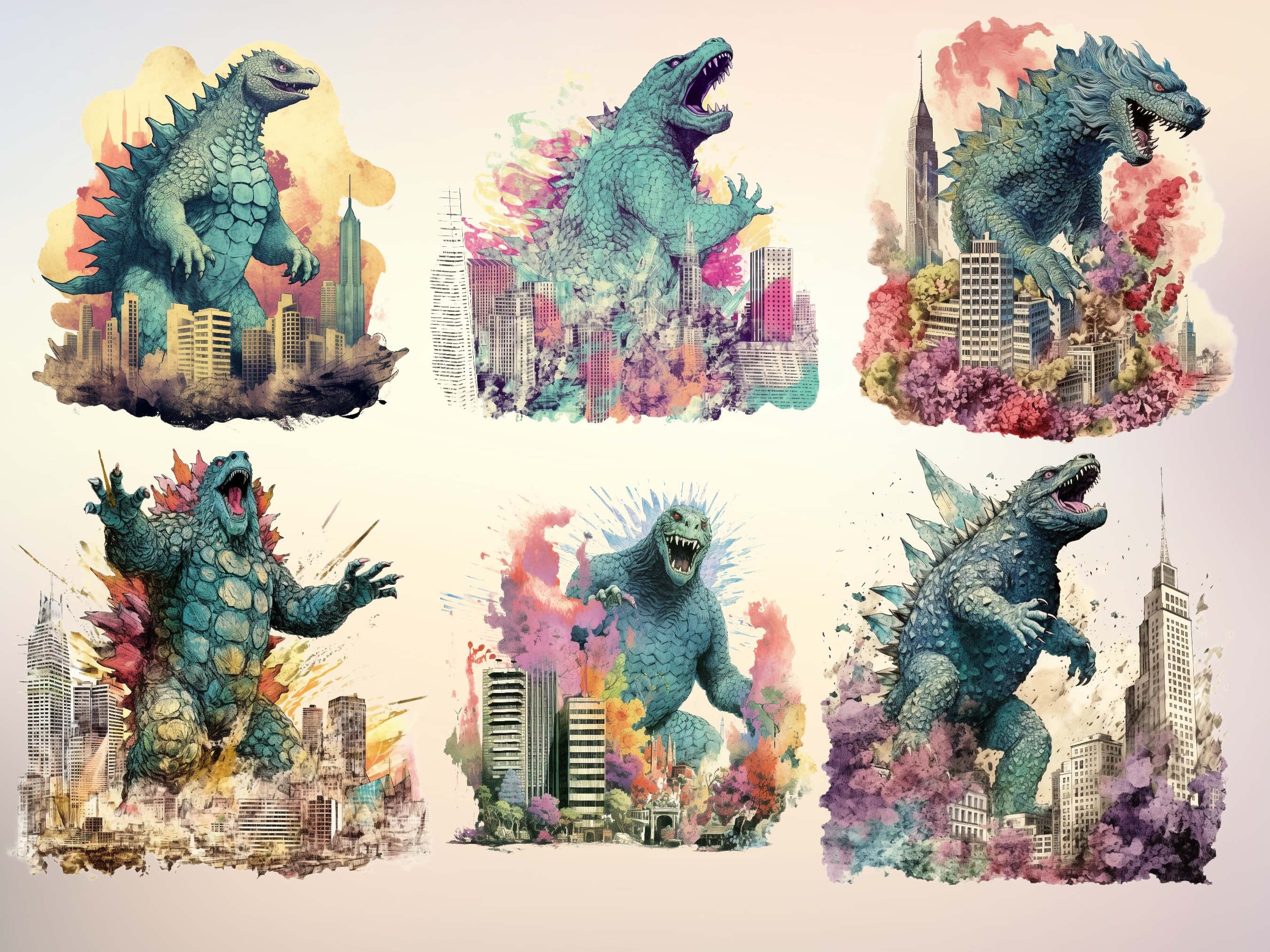 Vintage Godzilla PNG Clipart Bundle - 20 High-quality Monster ...