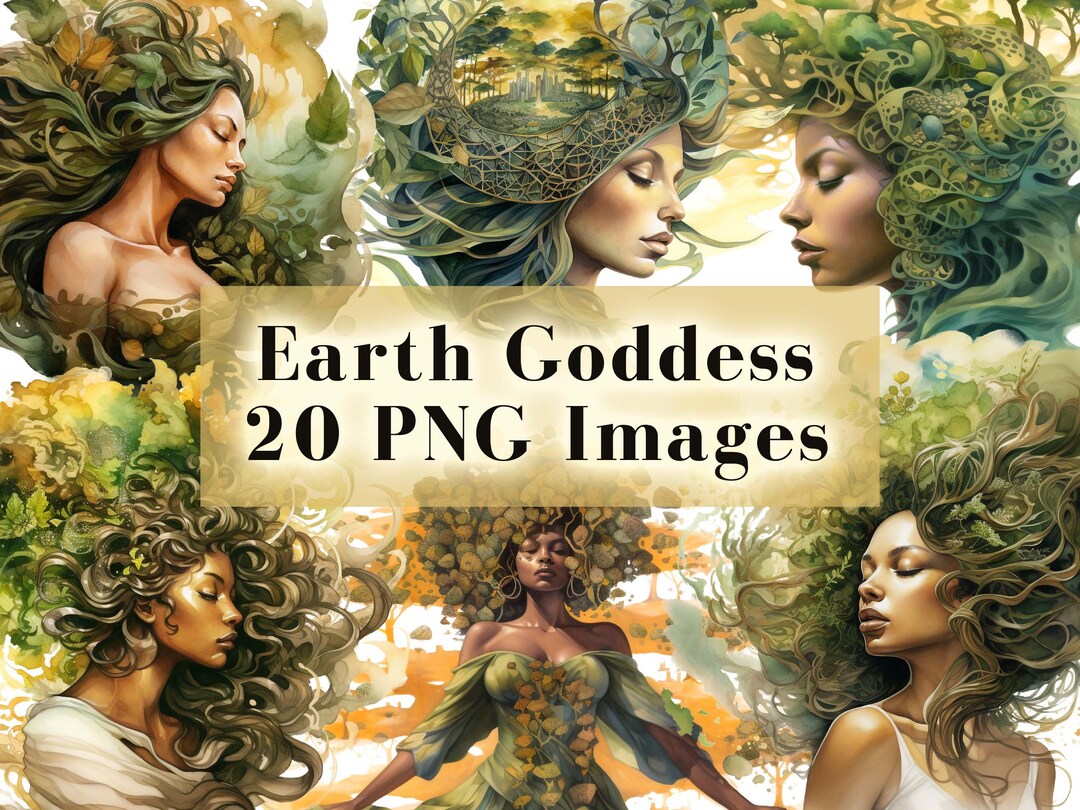 Mystical Earth Goddess Clipart, Magical Fantasy Clip Art, Clipart 20 PNG Bundle, Wiccan, Nature ...