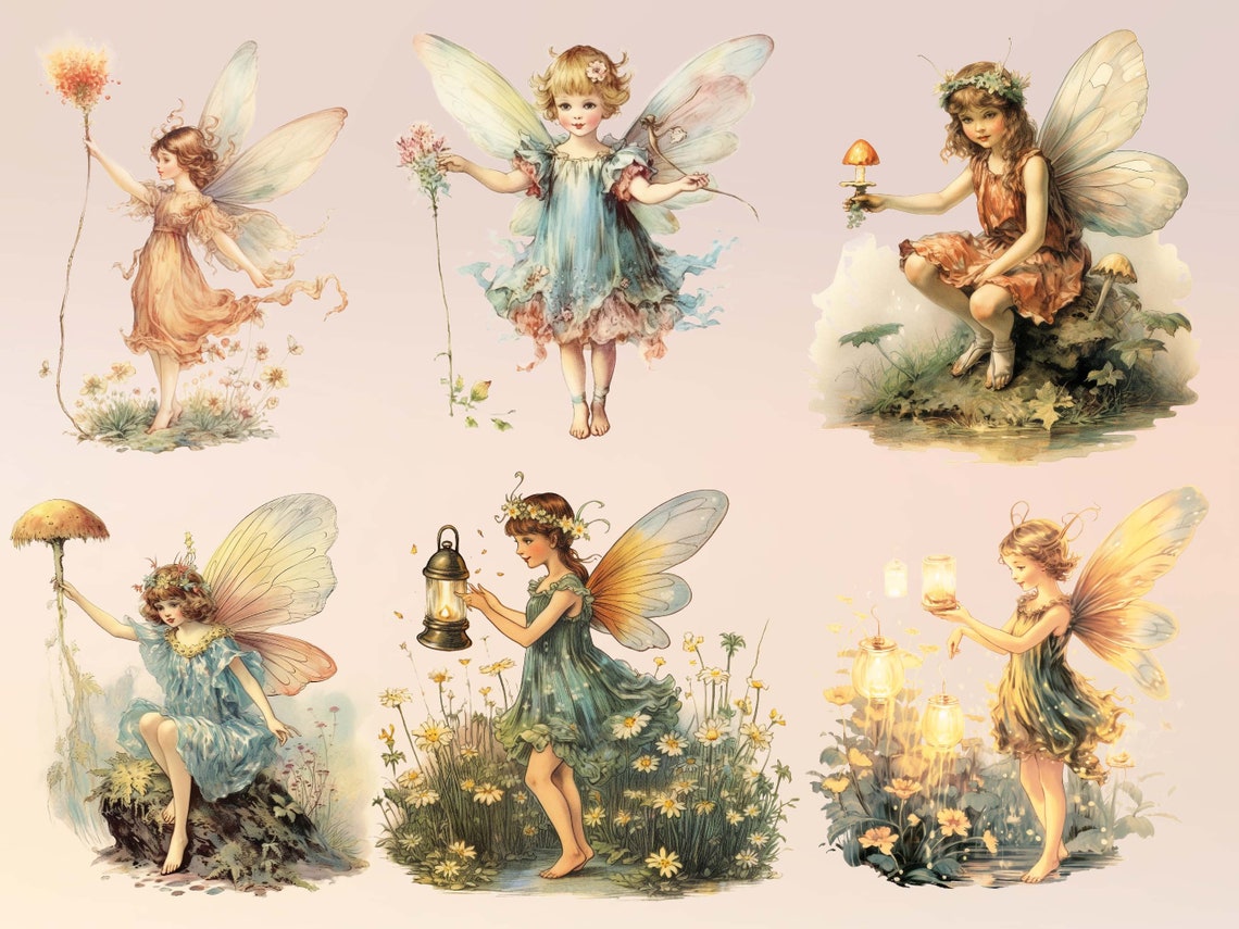 Vintage Fairy Clipart Bundle 20 PNG Graphics, Fantasy Art, Fairy Tale ...