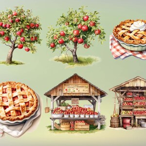 Apple Clipart Bundle 20 PNG Red Watercolor Apple Clip Art, Orchard ...