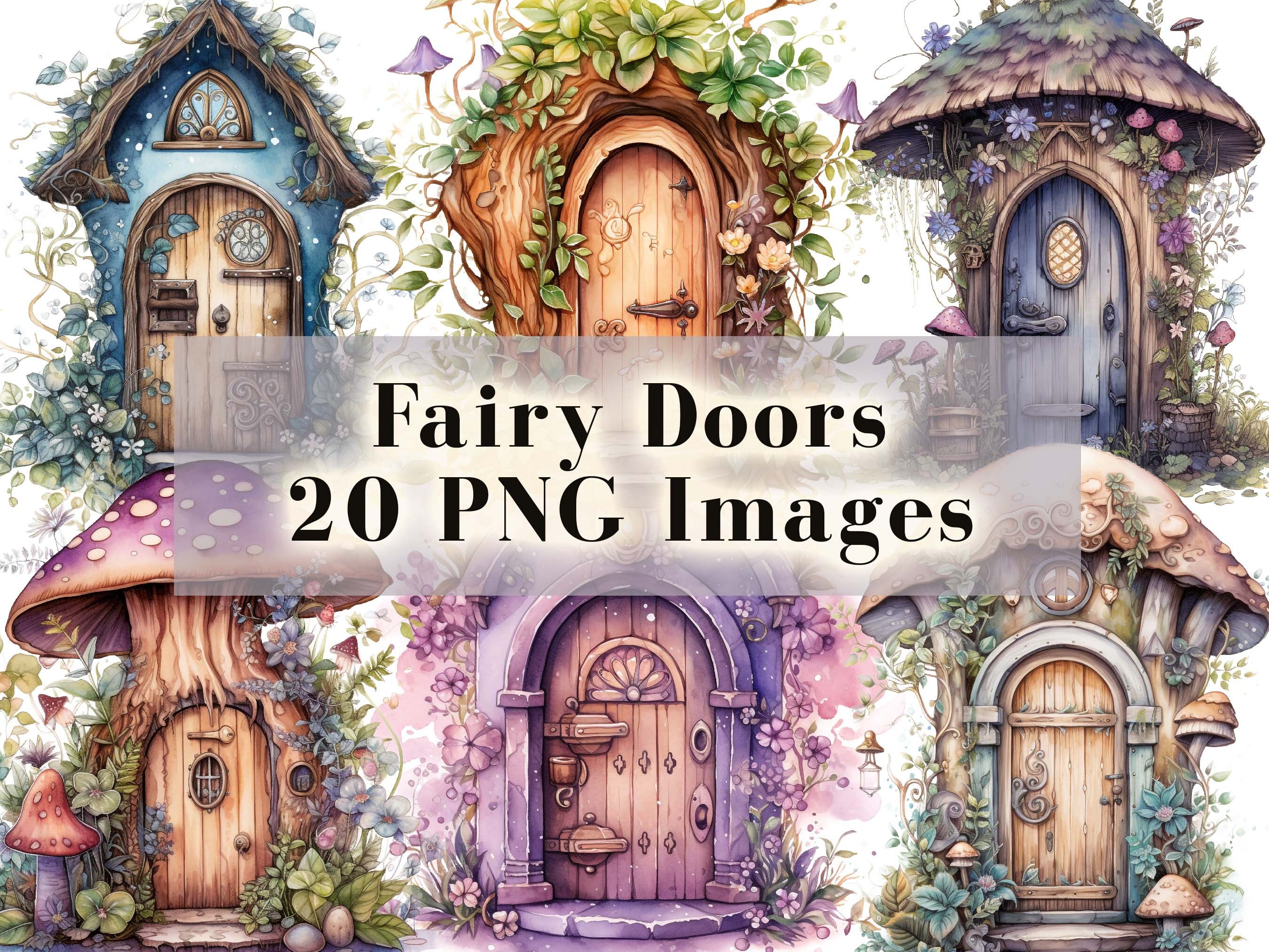 Enchanted Fairy Doors Clipart, 20 PNG Bundle, Magic Woodland Clipart ...