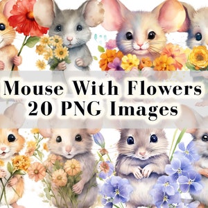 Mouse and Flower Clipart Bundle 20 High Quality PNG Transparent ...