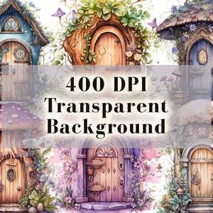 Enchanted Fairy Doors Clipart, 20 PNG Bundle, Magic Woodland Clipart ...