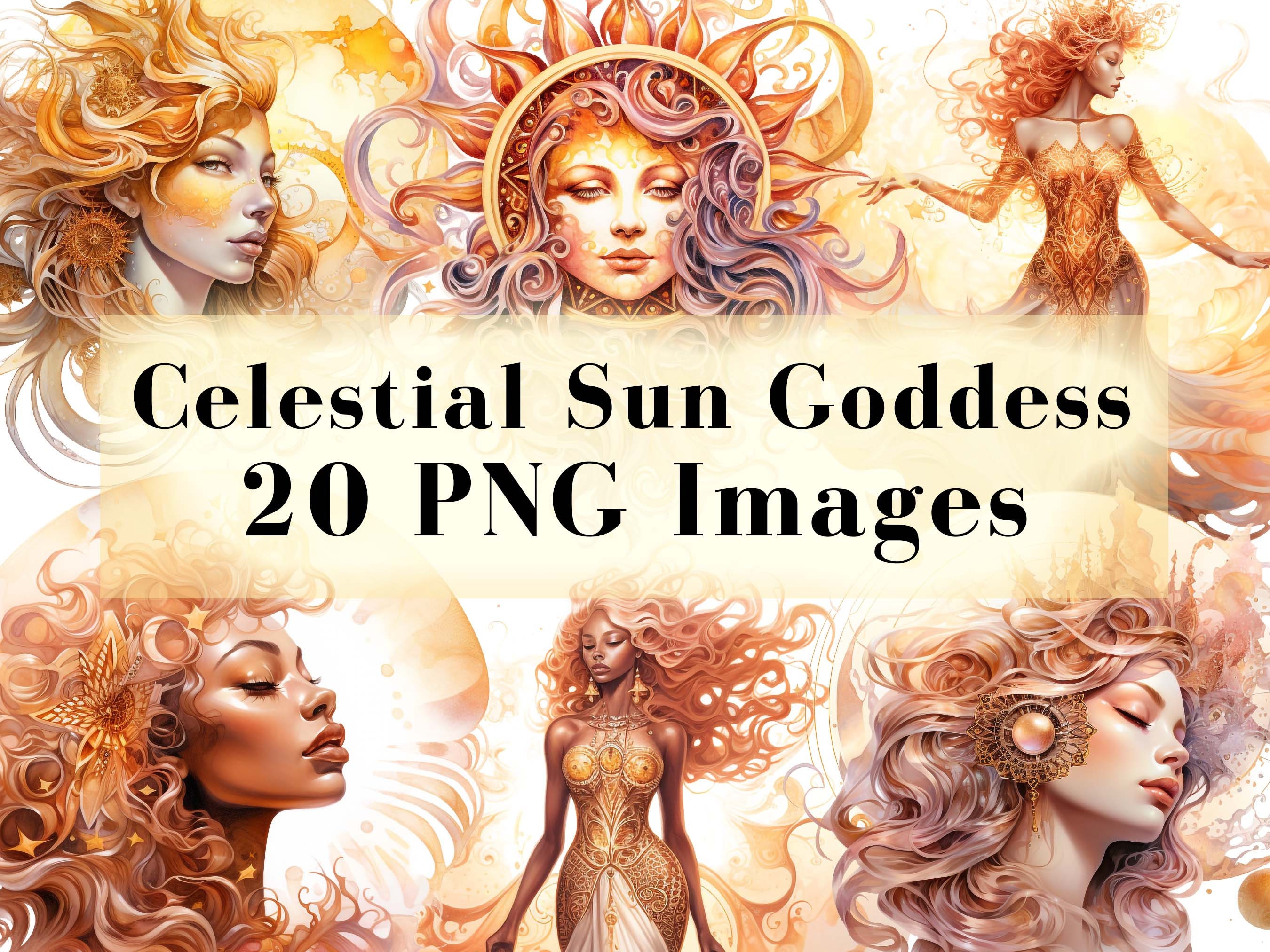 Celestial Clipart, Sun Goddess Clip Art, 20 Fantasy PNG Bundle ...