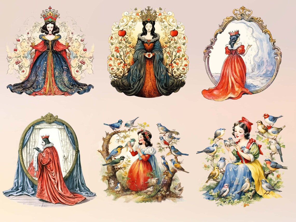 Snow White Clipart Bundle 20 PNG Graphics, Seven Dwarves PNG, Digital ...