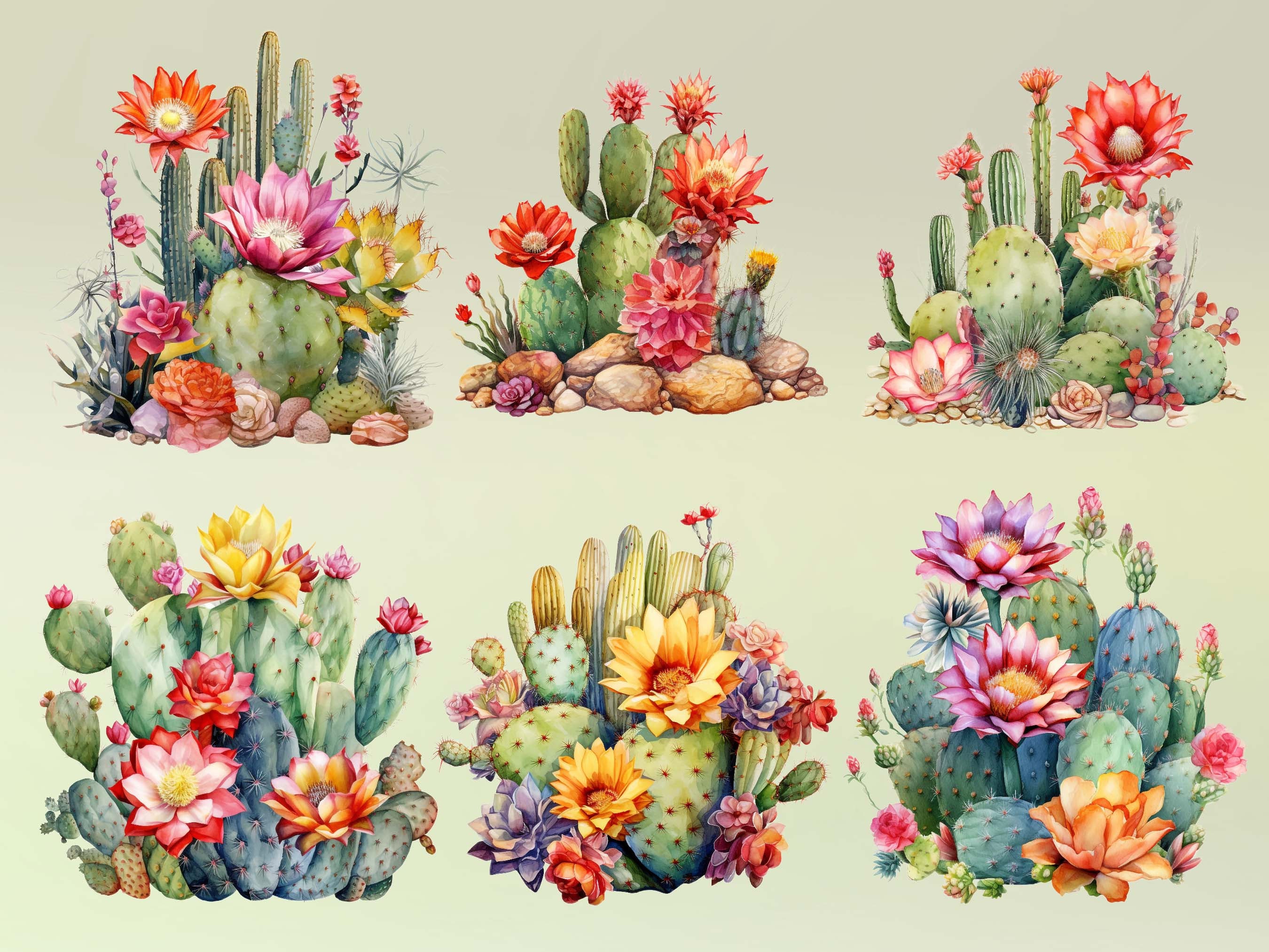 Watercolor Cactus Clipart Bundle 20 PNG, Desert Cactus Clipart ...