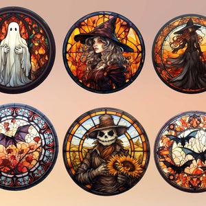 Halloween Stained Glass Clipart Designs - 20 PNG Clip Art Bundle Gothic ...