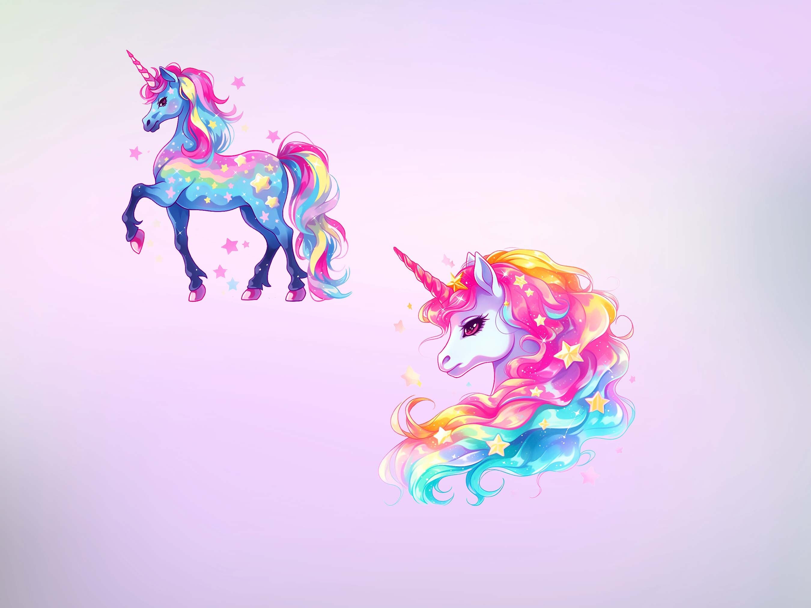 90's Neon Unicorns Clipart Bundle 20 PNG Graphics, Retro Unicorn PNG ...