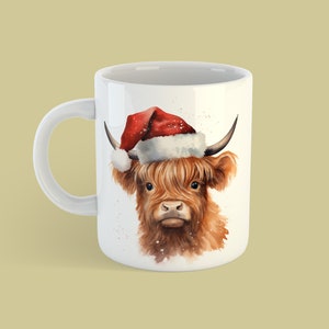 Watercolor Christmas Highland Cows Clipart Bundle - 20 PNG Graphics for ...