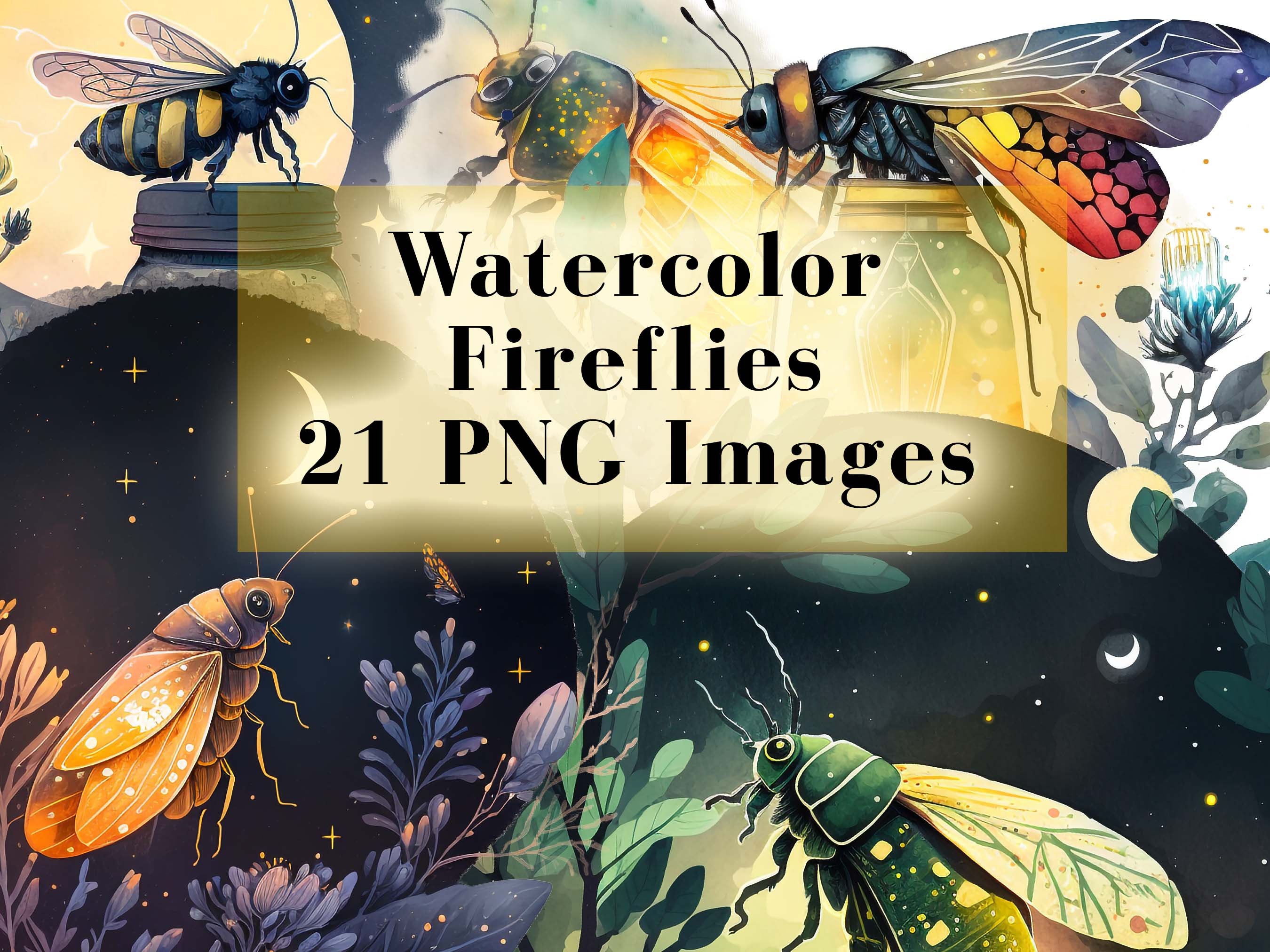 Dragonfly Honey Bee Butterfly Firefly Clipart Mega Bundle - 160 PNG ...