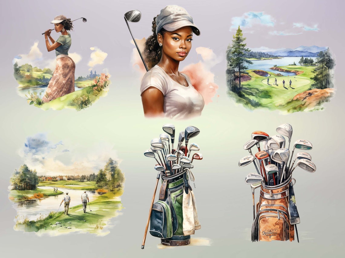 Watercolor Golf Clipart Golf Club PNG Golfer Graphics Golf Ball Clipart ...