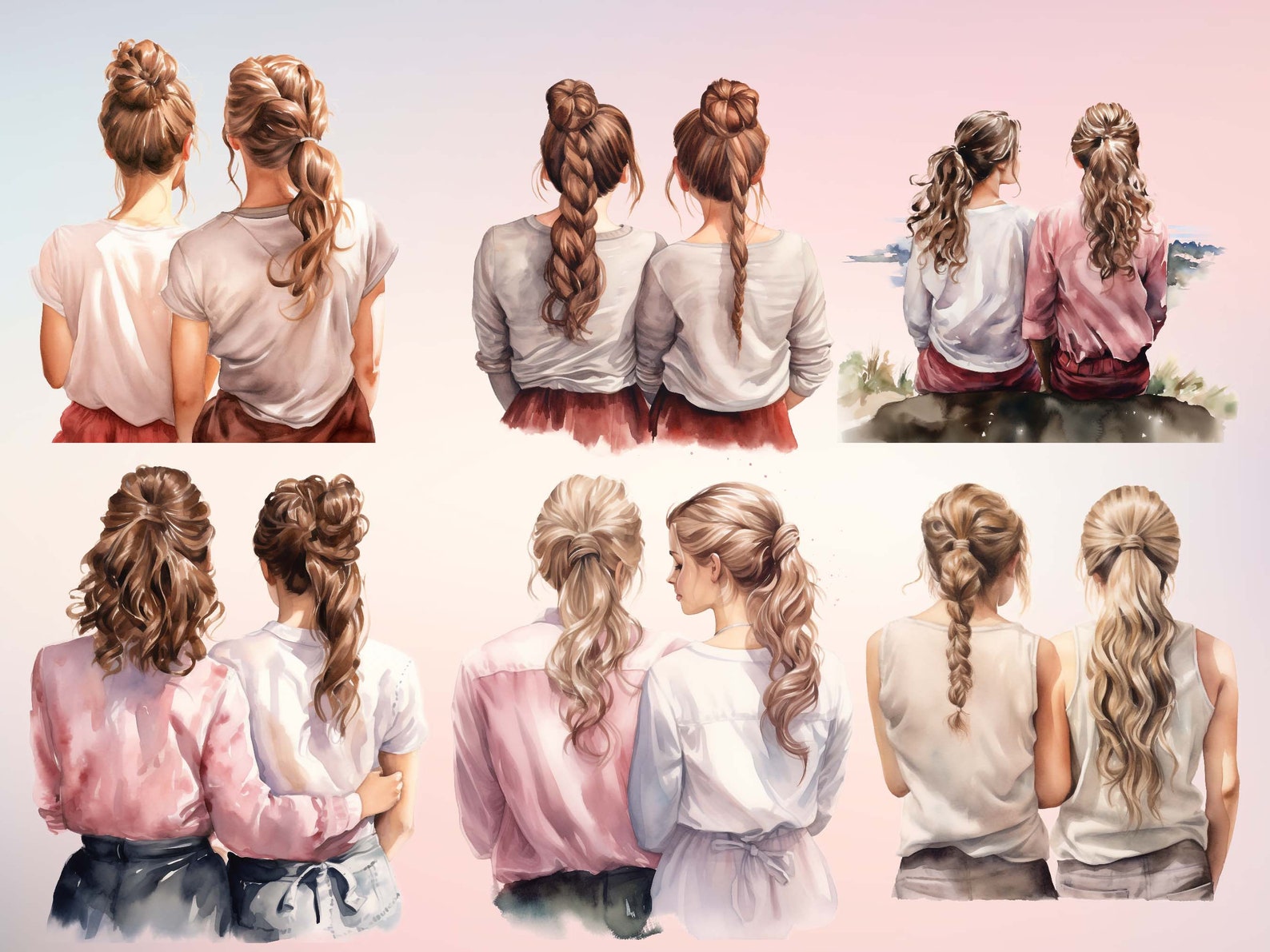 Sisters Clipart – Best Friends PNG Graphics, Sublimation Design ...
