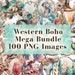 Watercolor Western Boho Clipart Mega Bundle - 100 PNG Graphics ...
