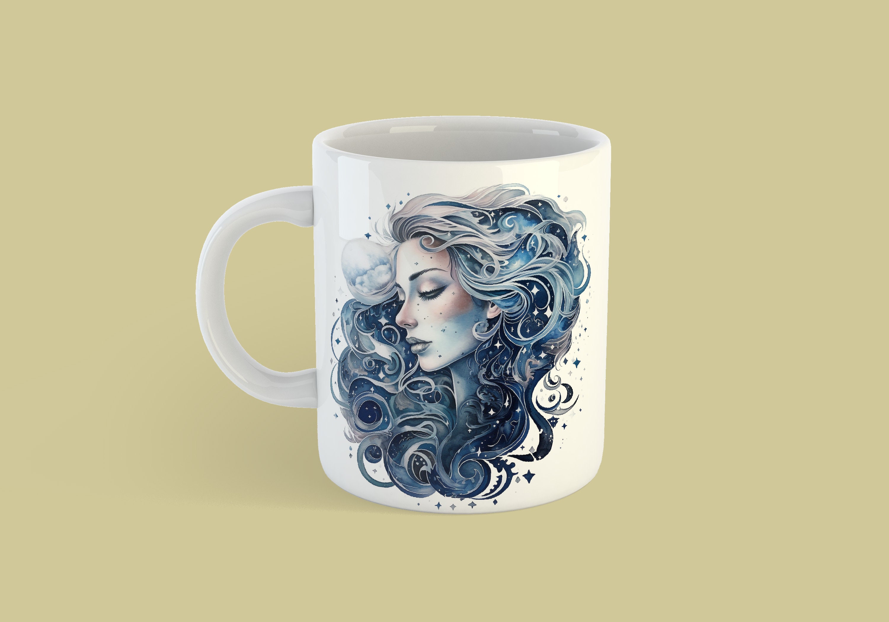 Celestial Clipart, Blue Moon Goddess Clip Art, 20 Fantasy PNG Bundle ...