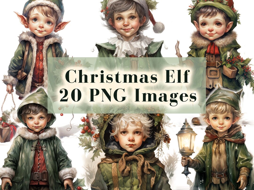 Christmas Elf Clipart, Christmas Clip Art 20 PNG Bundle, Holiday Clip ...
