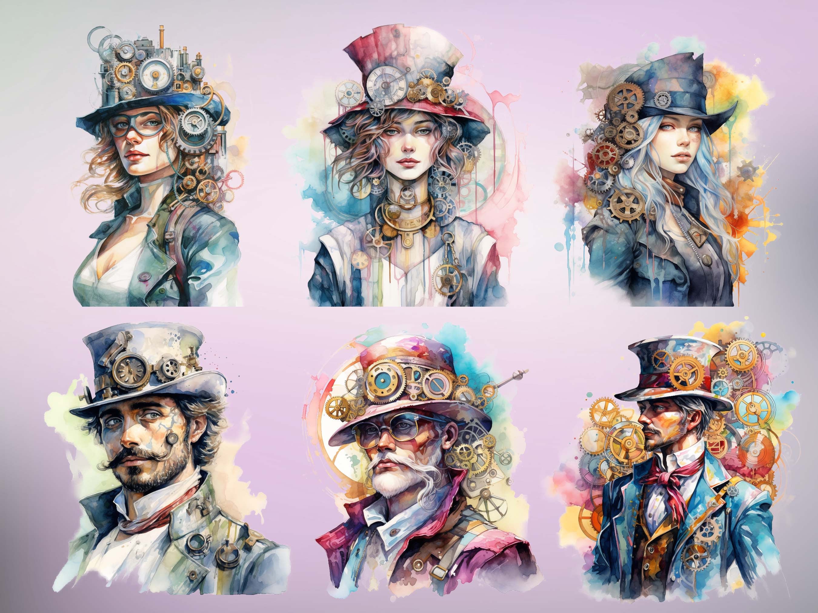 Pastel Steampunk Clipart Bundle 20 PNG Graphics Steampunk - Etsy