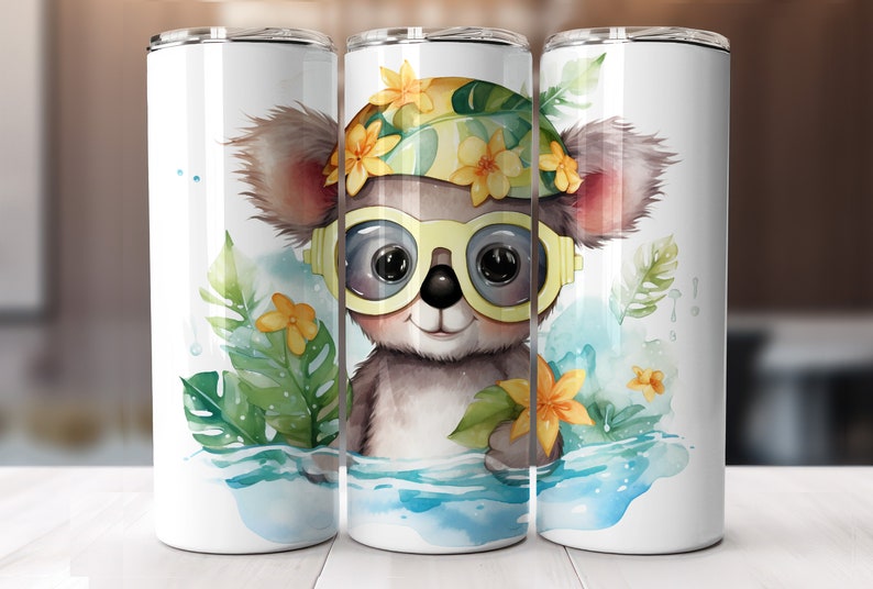 Watercolor Cute Summer Koala Clipart 20 PNG, Pastel Summer Animals Clip ...