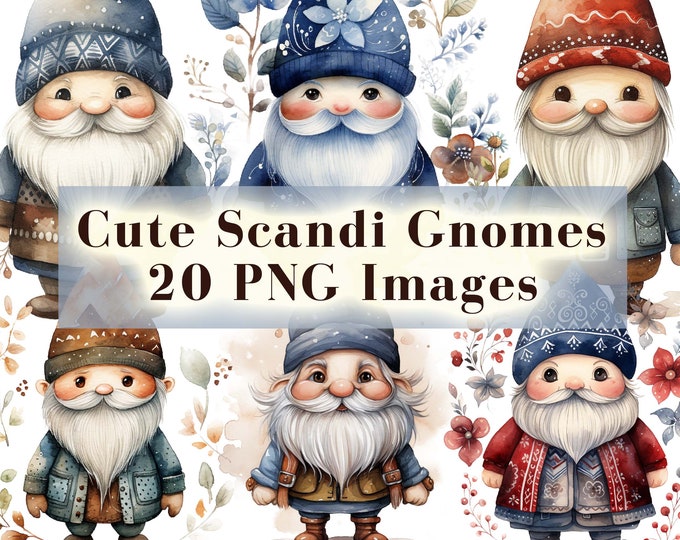 Danish Gnomes Clipart Set | Watercolor Cute Danish Nomes Collection ...