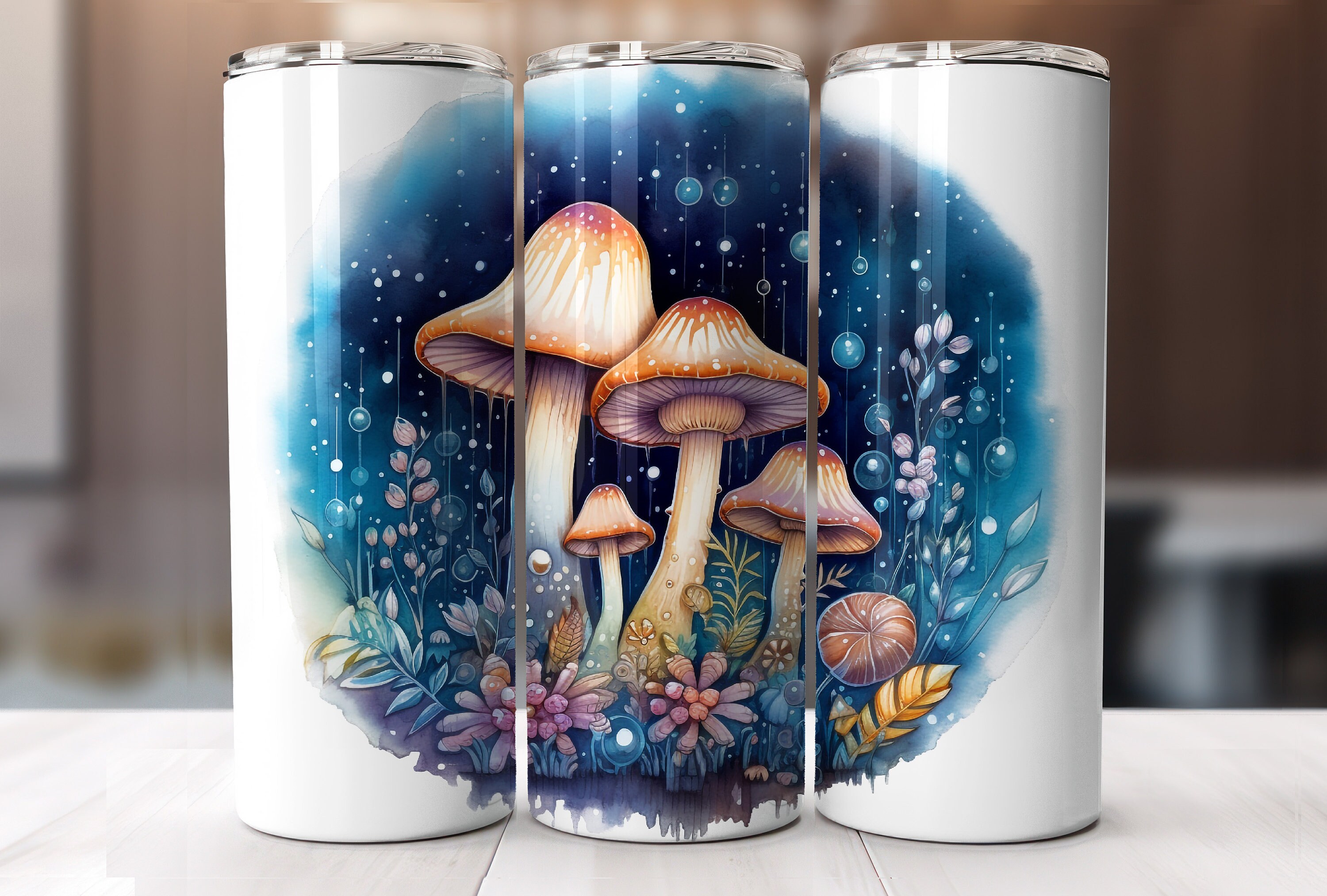 Watercolor Mushrooms Clipart Bundle - 20 Nighttime Fantasy Toadstool ...