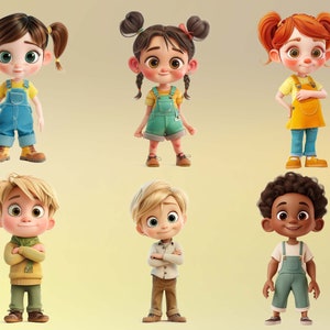 Quirky Kids Clipart Bundle 20 PNG, Mixed Media Whimsical Kids Clip Art ...