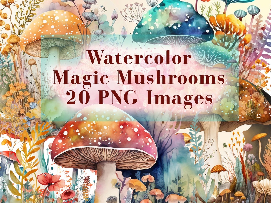 Watercolor Mushrooms Clipart Bundle - 20 Cute Magic Forest Toadstool ...