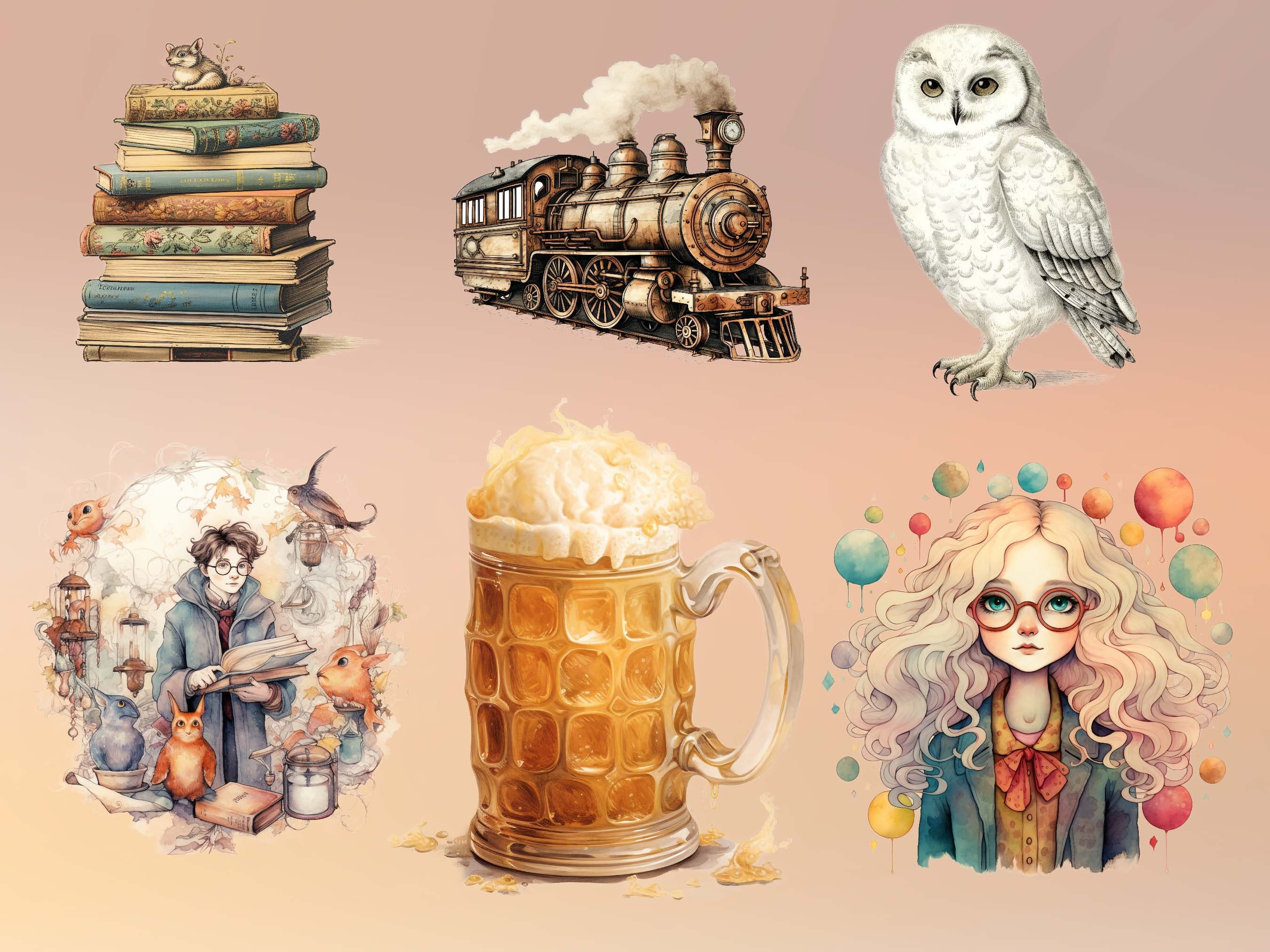 Wizard School Clipart Bundle, Magic School, 20 Witch and Wizard PNG ...