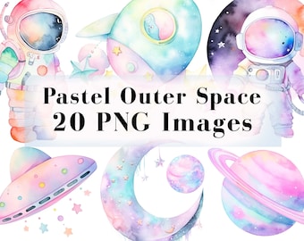 Space Watercolor Clipart, Cute Astronaut , Planets Clip Art, Rockets ...