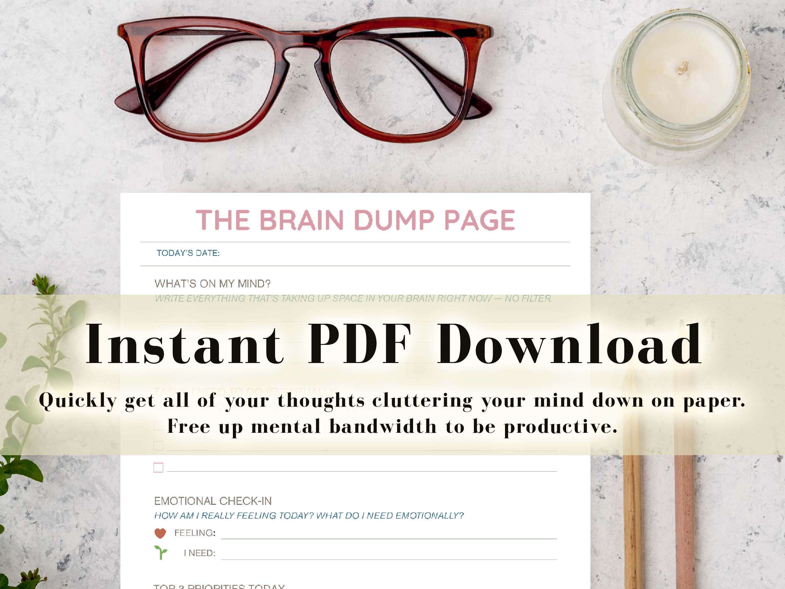 Brain Dump Printable Worksheet - ADHD Mental Clarity Planner PDF ...