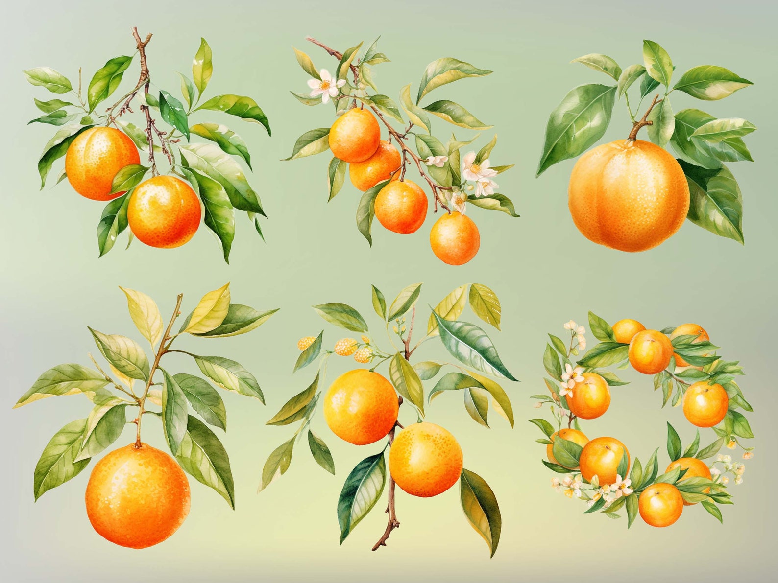 Watercolor Orange Clipart - 21 PNG Clip Art Graphics - Orange Twig ...