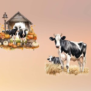 Fall Farmhouse Clipart Bundle - 20 Watercolor PNG - Barnyard Animal ...