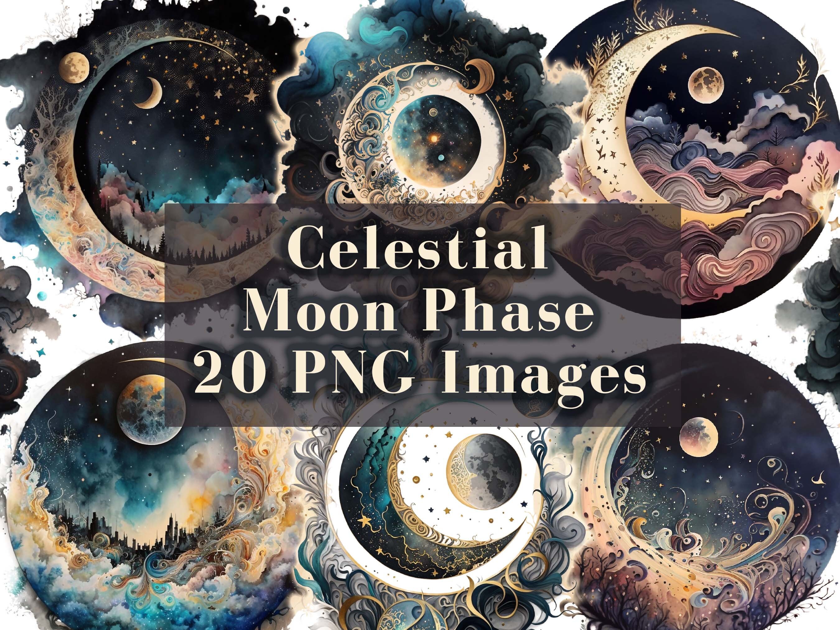 Dreamy Moonphase Clipart Bundle 20 PNG Images of Moon Phase - Etsy