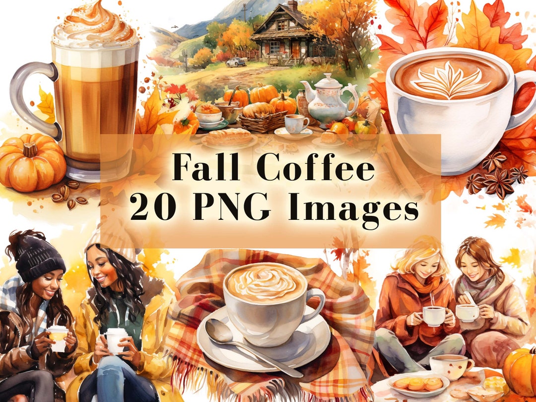 Watercolor Coffee Clipart Bundle 20 PNG, Fall Coffee Drinks Clipart ...