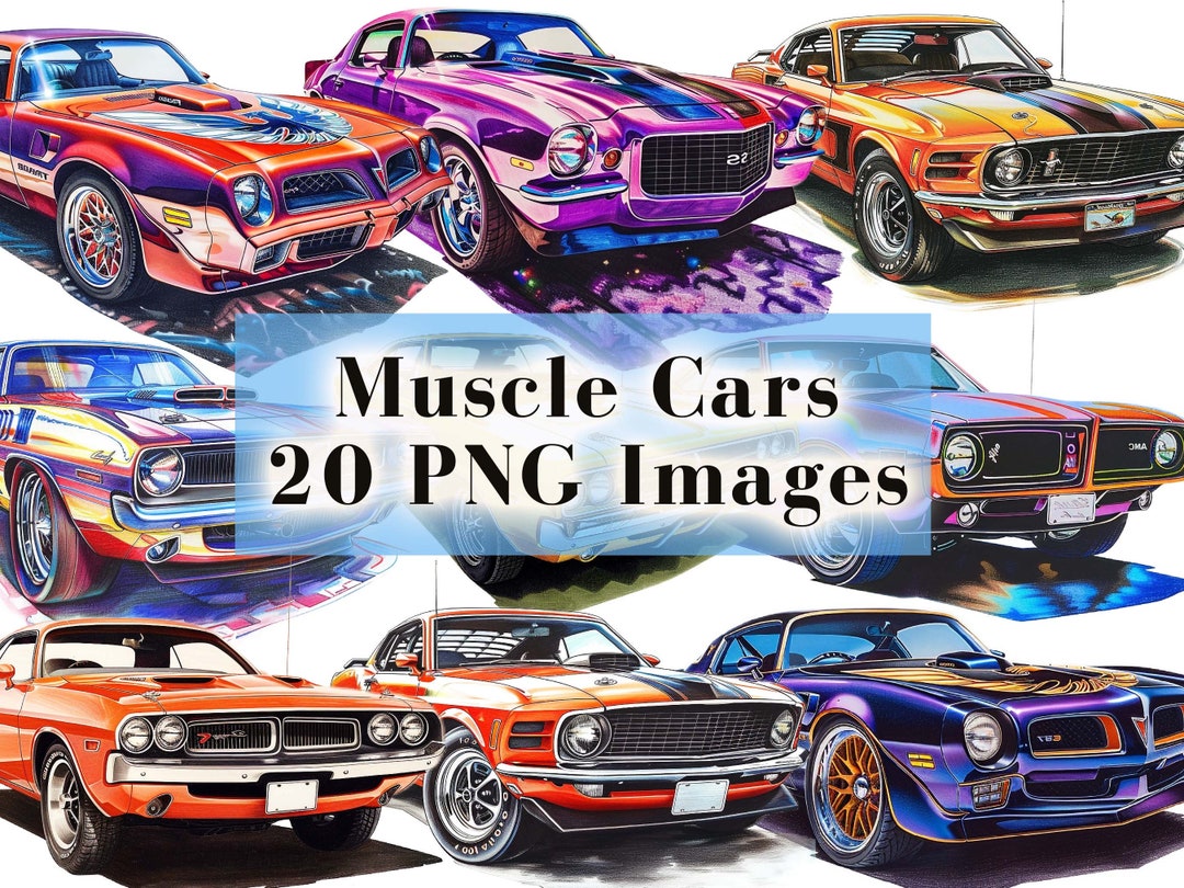 Classic Muscle American Car PNG Clipart Bundle, Retro Car Lover Images ...
