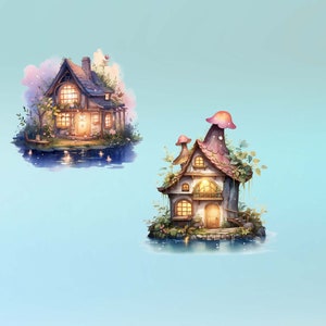 Enchanted Fairy Houses Clipart, 20 PNG Bundle, Magic Woodland Clipart ...