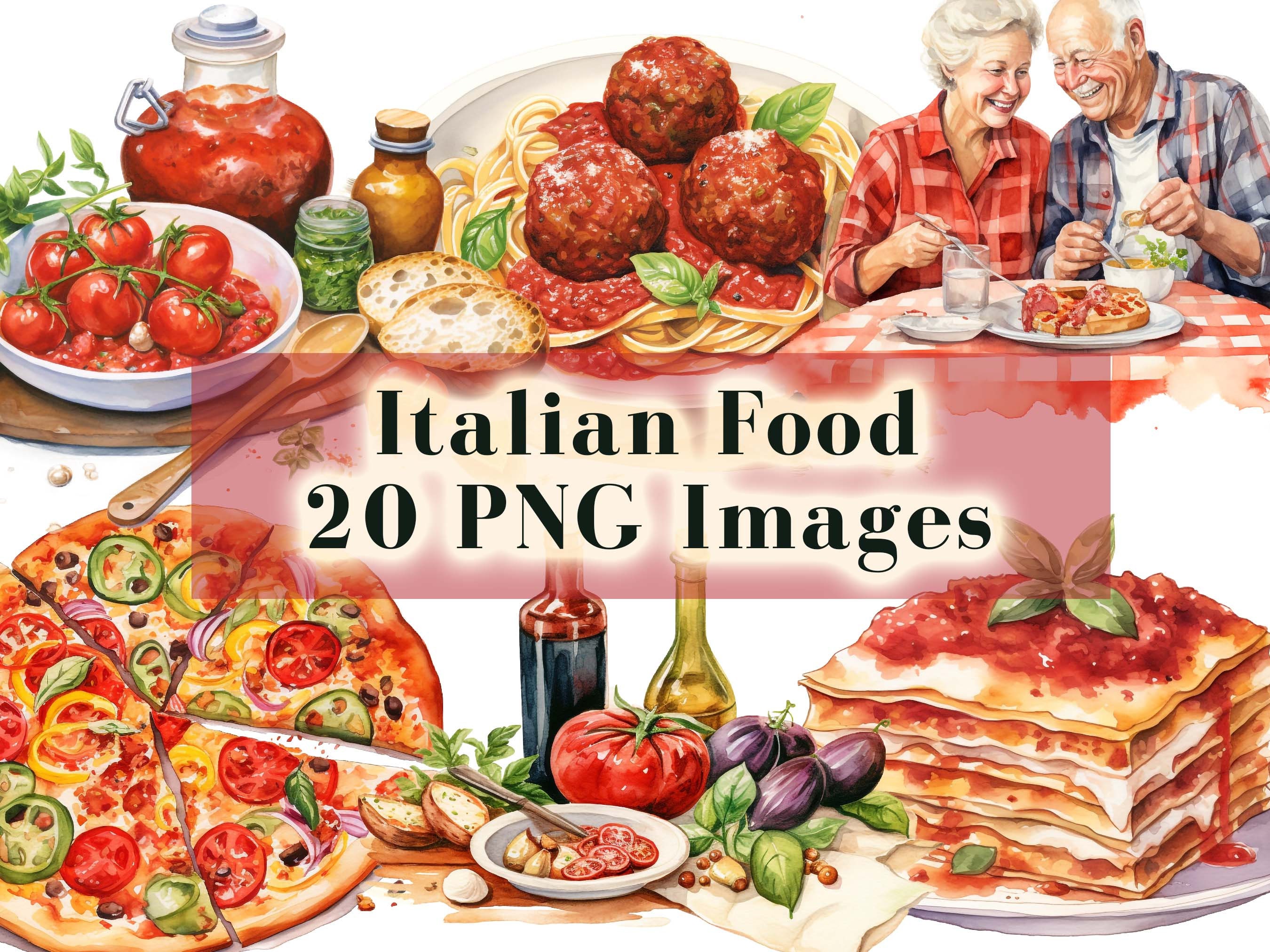 Italian Food PNG Clipart Bundle, 20 PNG Food Graphics, Pizza, Italy ...