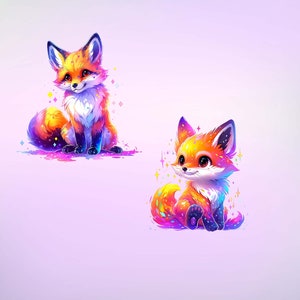 90's Neon Foxes Clipart Bundle 20 PNG Graphics, Neon Fox, Baby Fox PNG ...