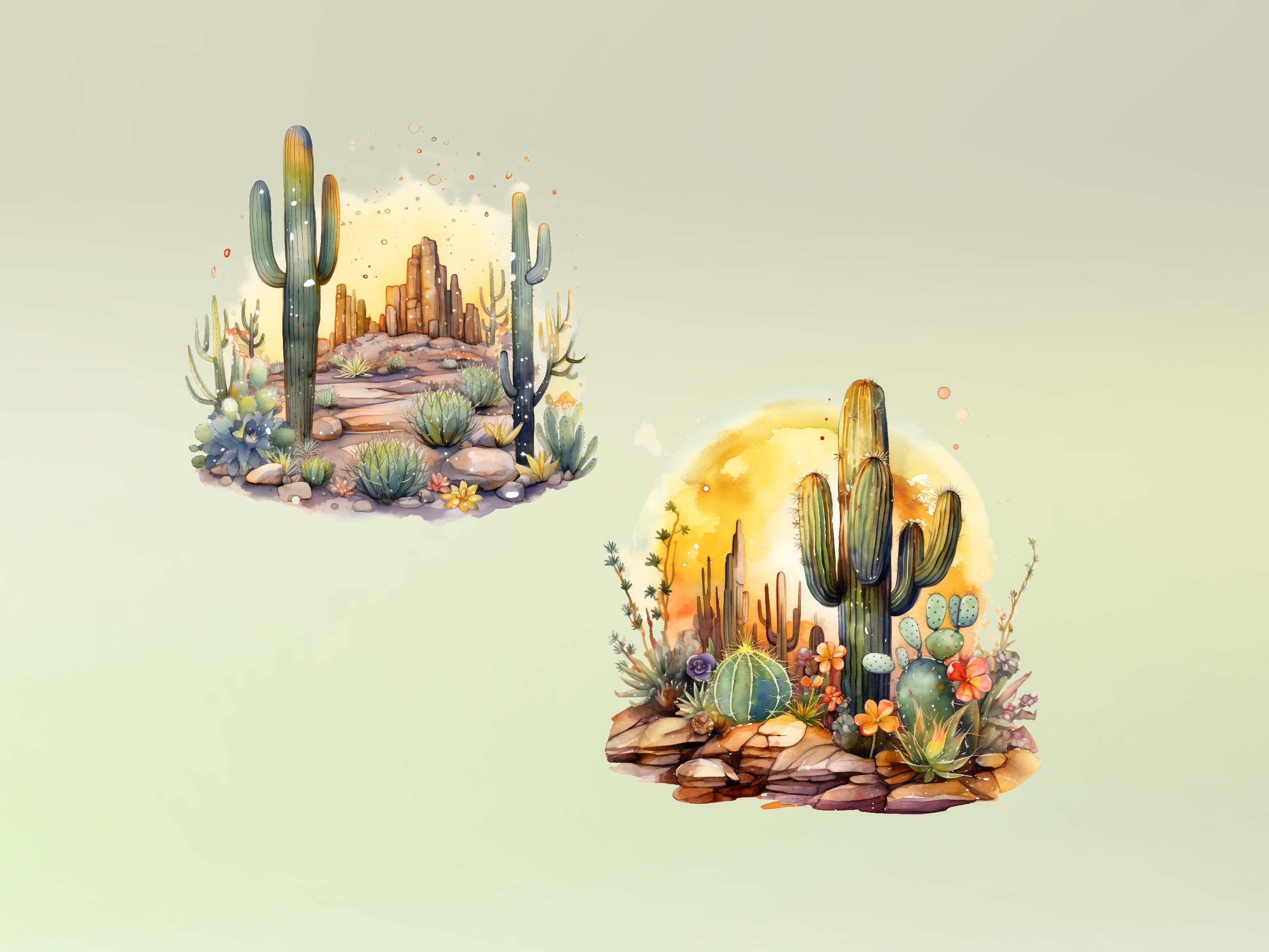Watercolor Cactus Clipart Bundle 20 PNG, Desert Cactus Clipart ...
