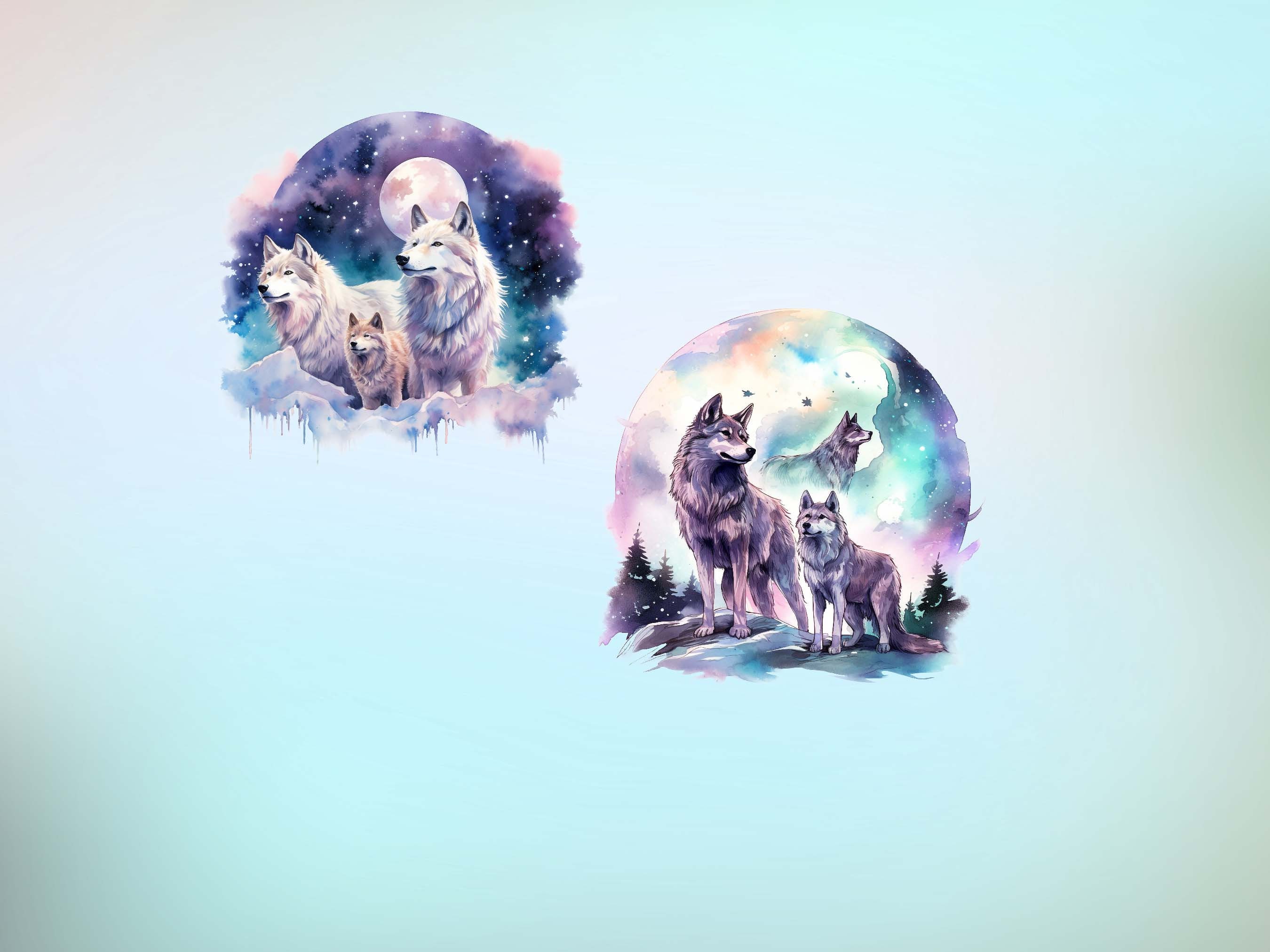 Galaxy Wolf Clipart Bundle 20 PNG Full Moon Wolves Graphics ...