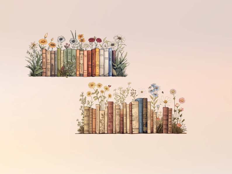 Wildflower Book Border Clipart, Minimalist Floral Watercolor 20 PNG ...