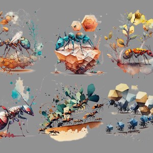 Watercolor Ants Clipart Bundle, 20 Digital Ants PNG, Watercolor Art ...