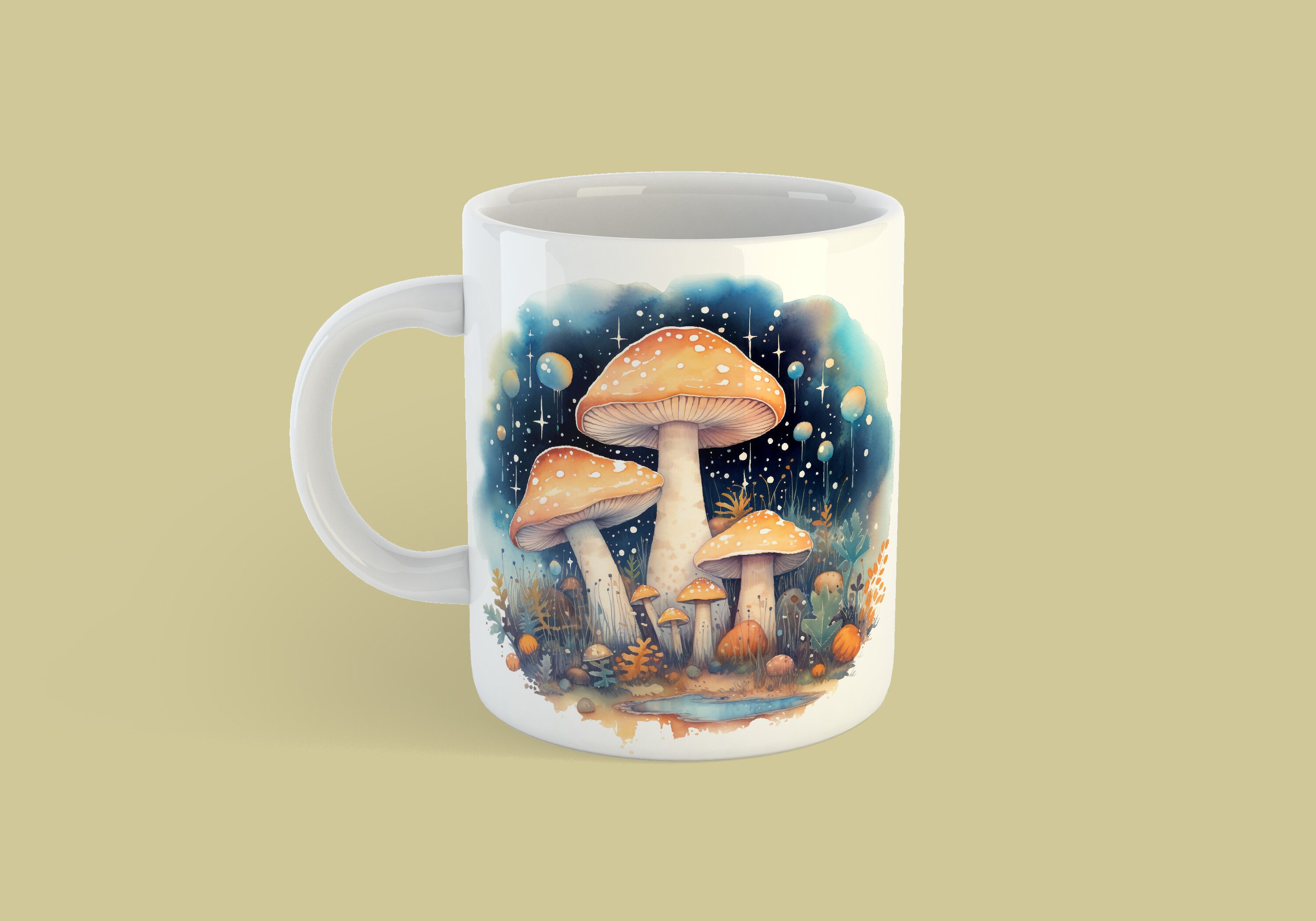 Watercolor Mushrooms Clipart Bundle - 20 Nighttime Fantasy Toadstool ...