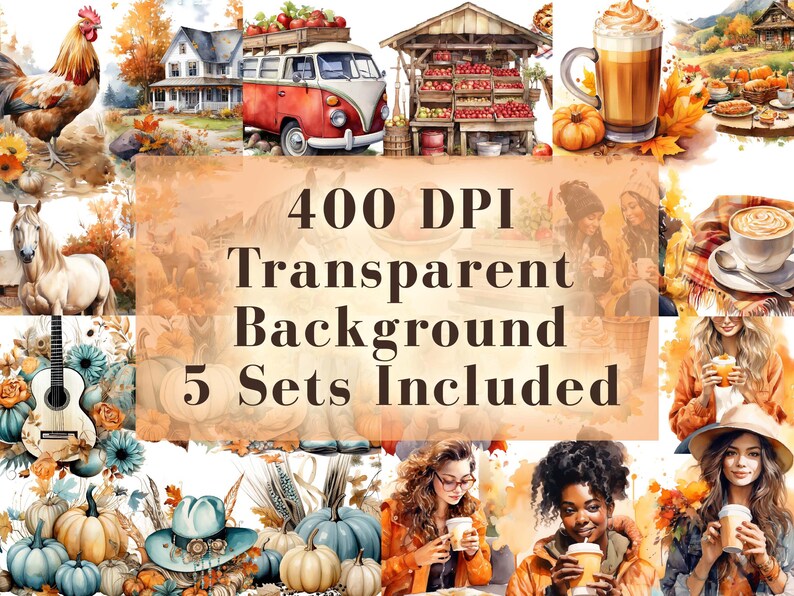 Watercolor Fall Clipart Mega Bundle 100 PNG Graphics, Fall Farmhouse ...