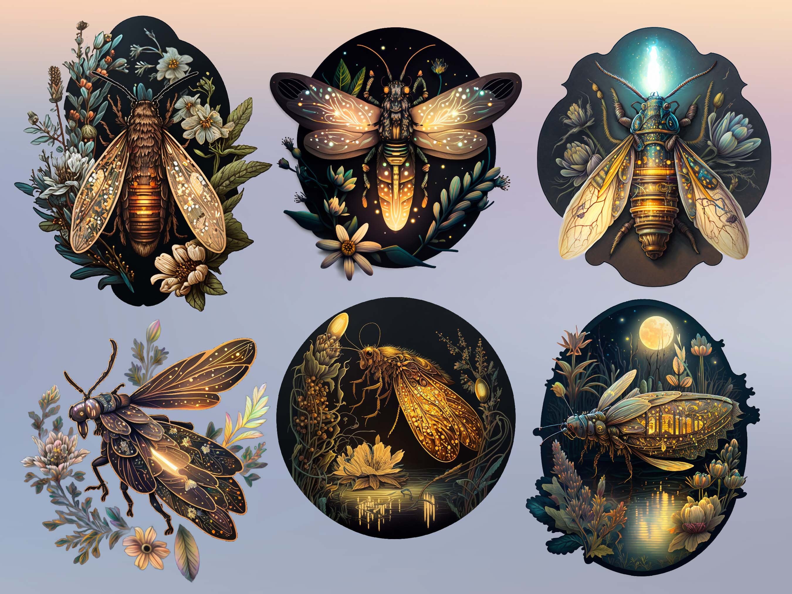 Intricate Firefly Clipart Bundle 20 PNG With Transparent Background ...
