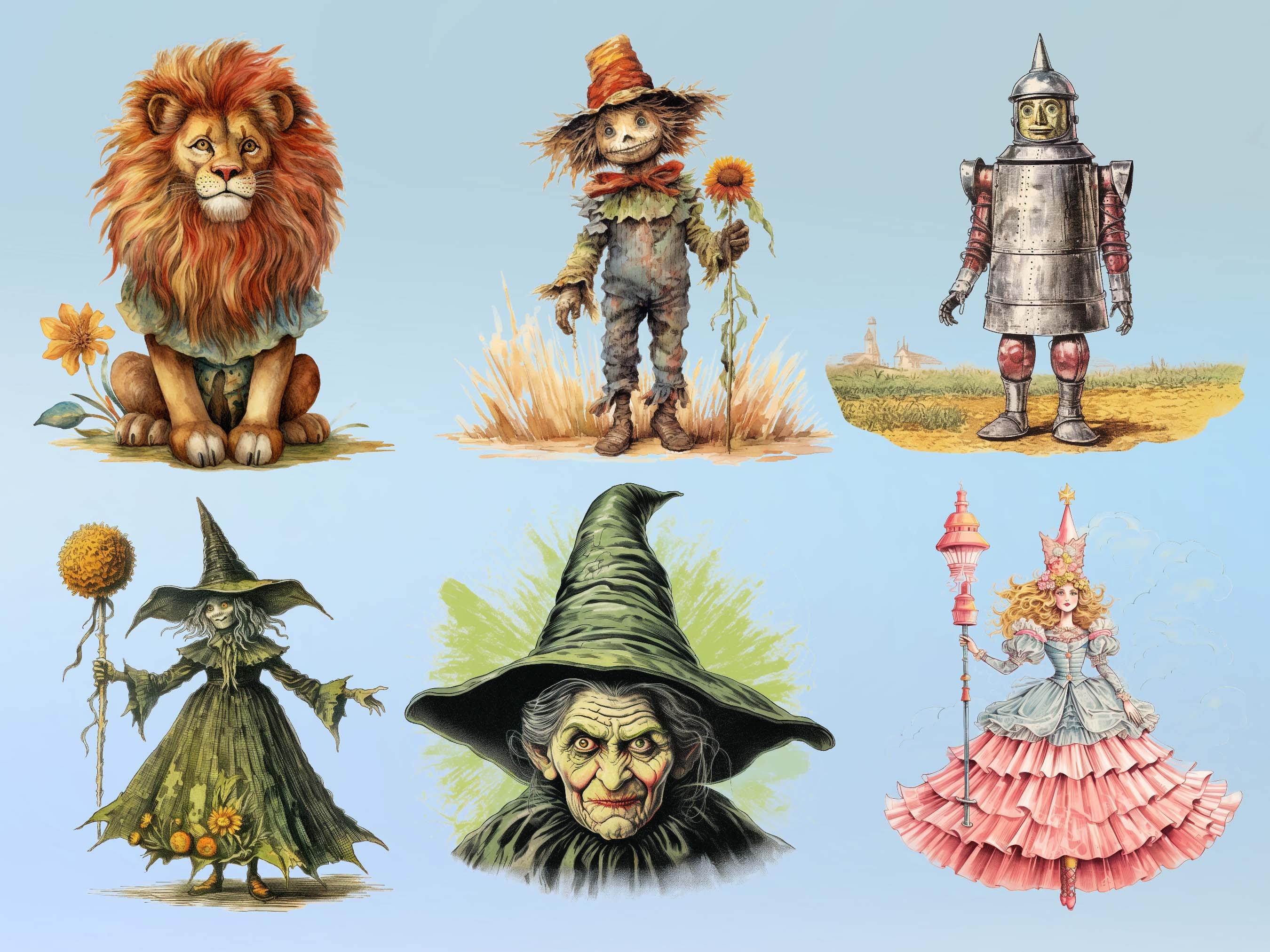 Wizard of Oz PNG Clipart Bundle, 20 Graphics, Watercolor Dorothy Wicked ...