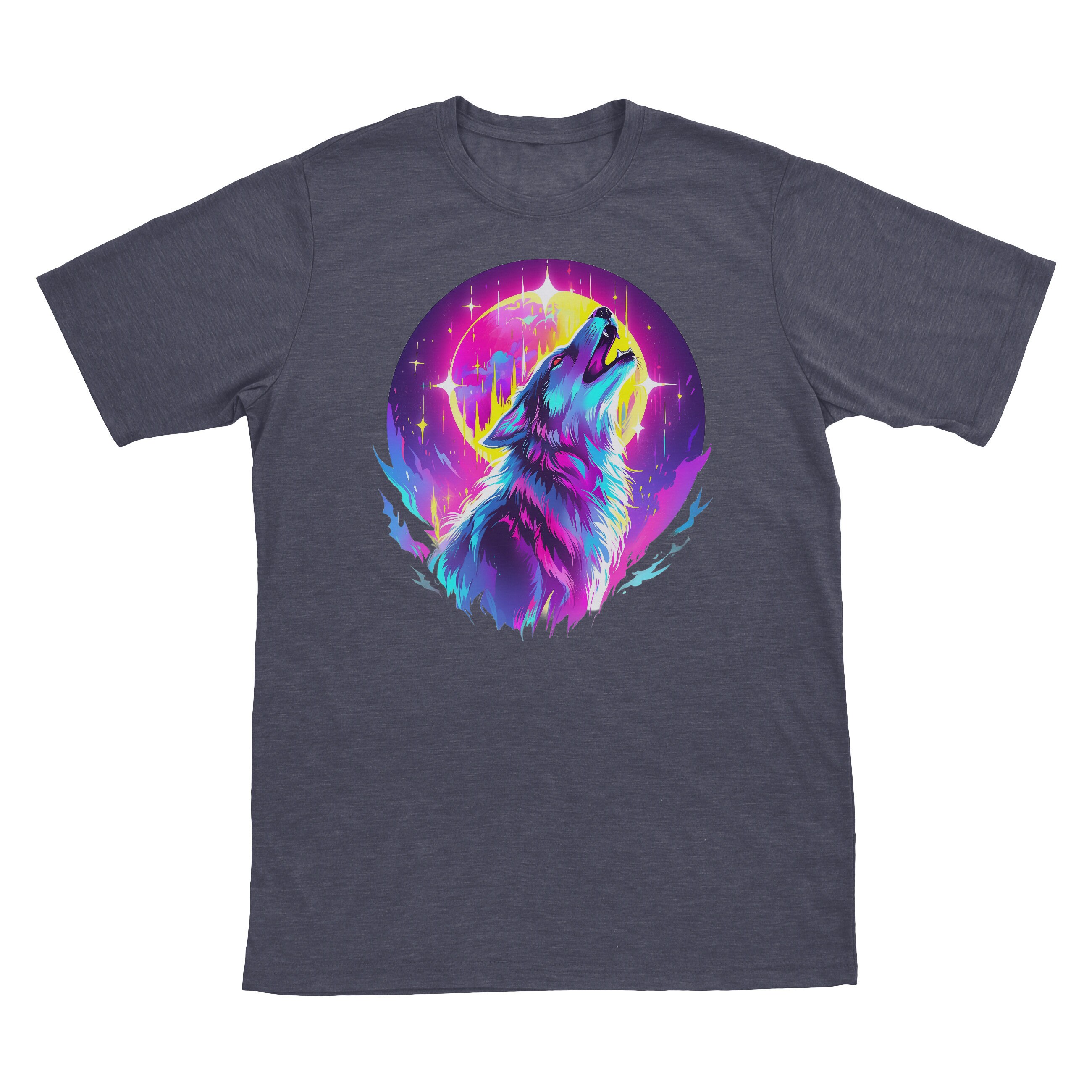 90's Neon Wolves Clipart Bundle 20 PNG Graphics, Neon Wolf, Howling ...