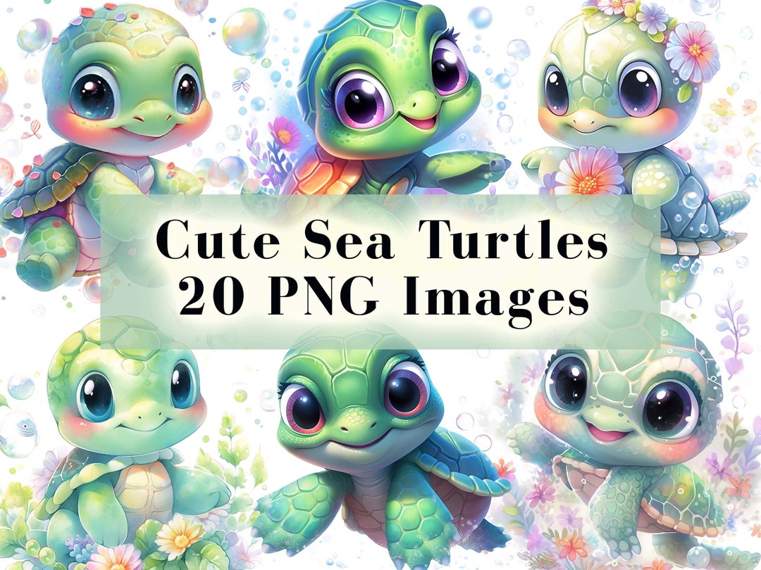 Baby Turtle PNG Bundle, 20 Turtle Clipart Graphics, Cute Turtle ...