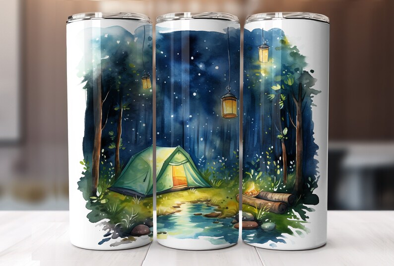 Watercolor Camping Clipart Bundle 20 PNG Graphics Tent, Campfire ...