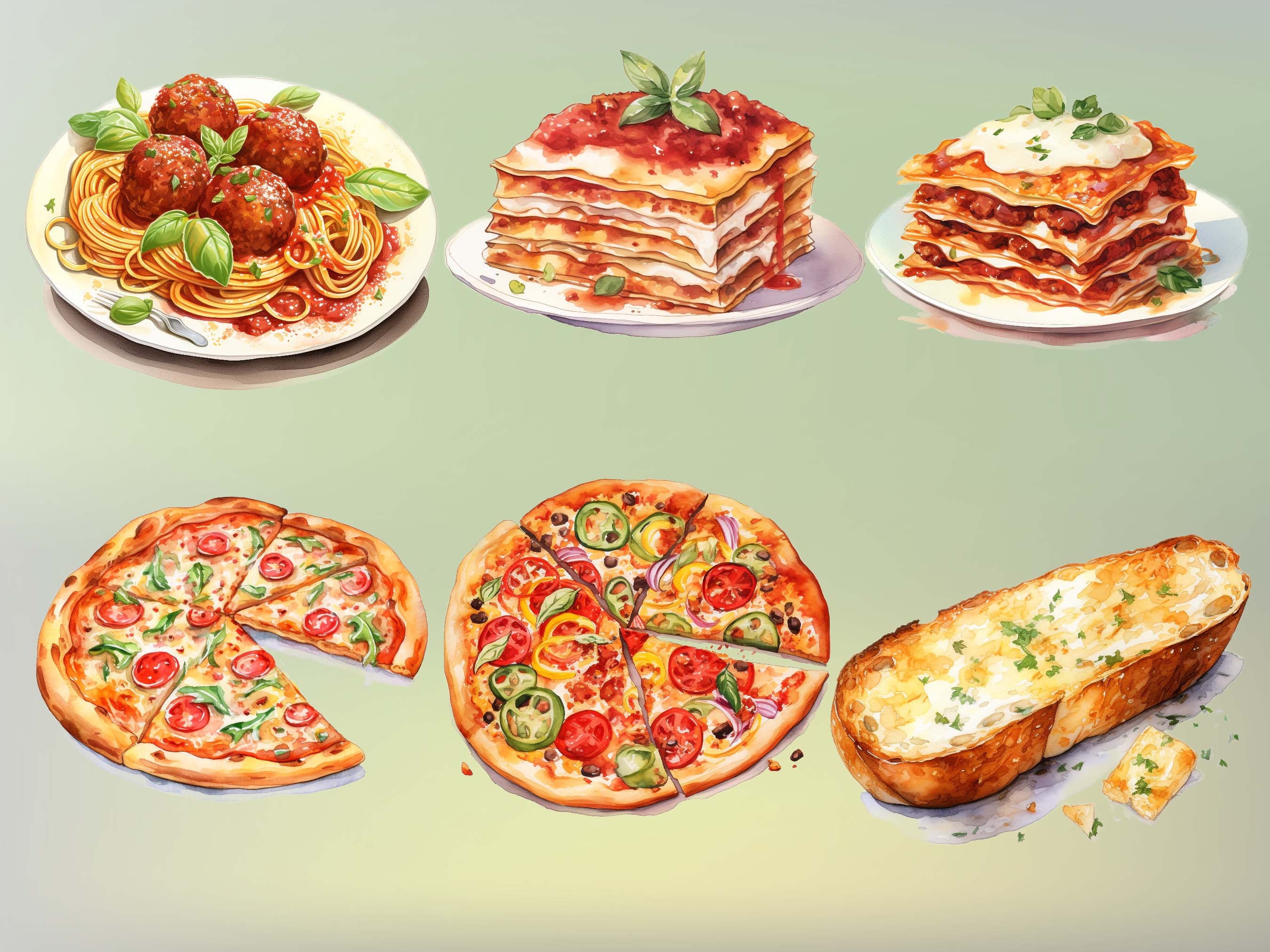 Italian Food PNG Clipart Bundle, 20 PNG Food Graphics, Pizza, Italy ...